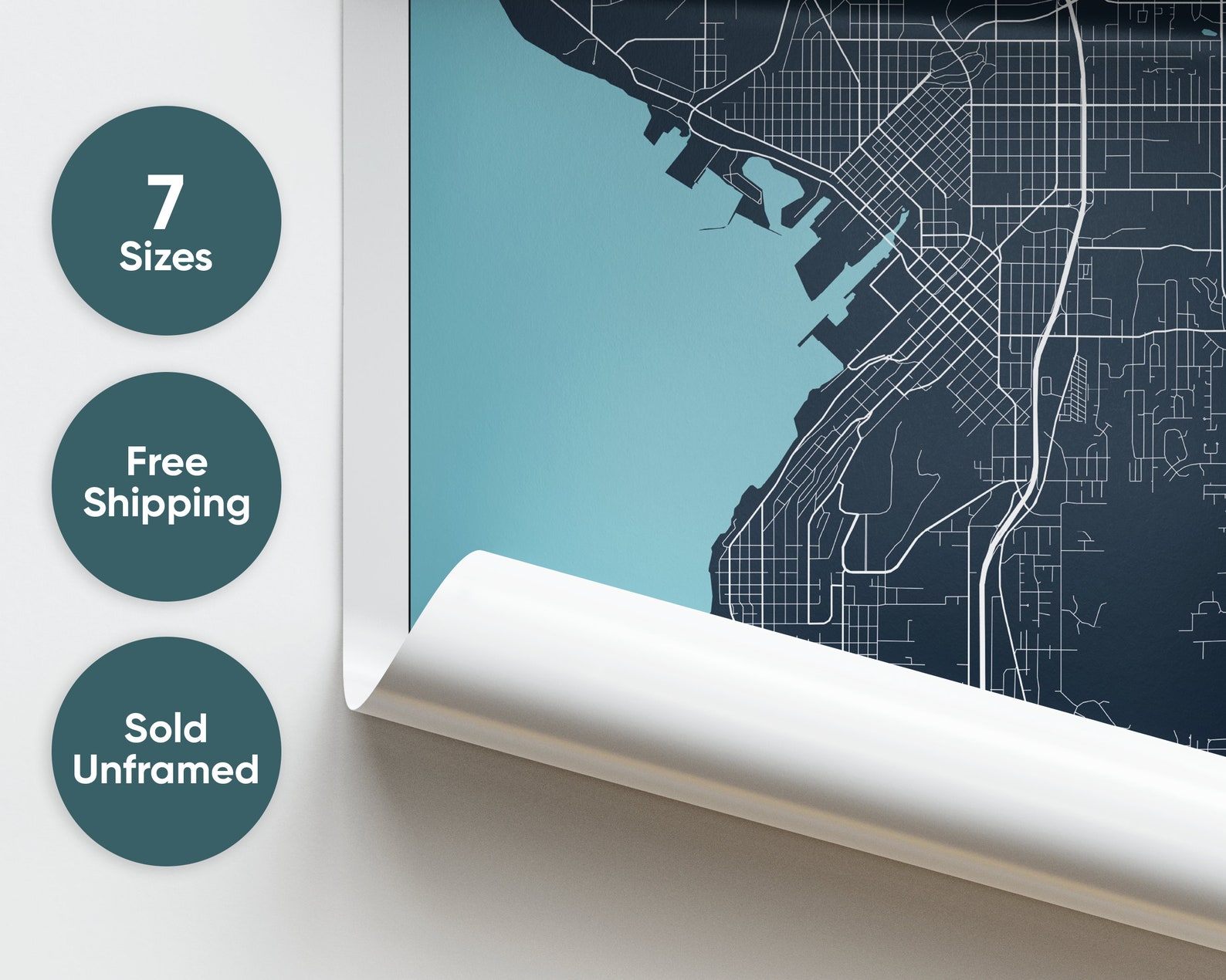 Bellingham Map Print, Washington Wall Art, Bellingham WA Poster - Etsy