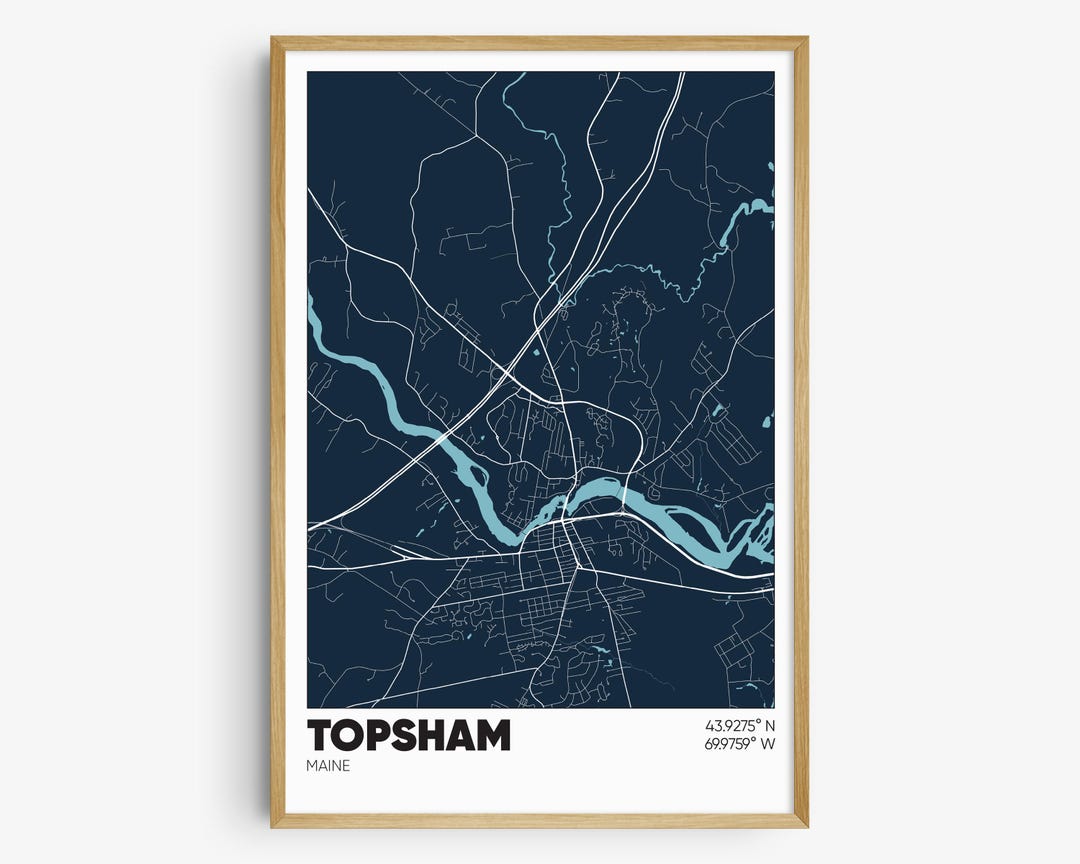 Topsham ME Map Print, Maine Wall Art, Topsham Maine Poster - Etsy