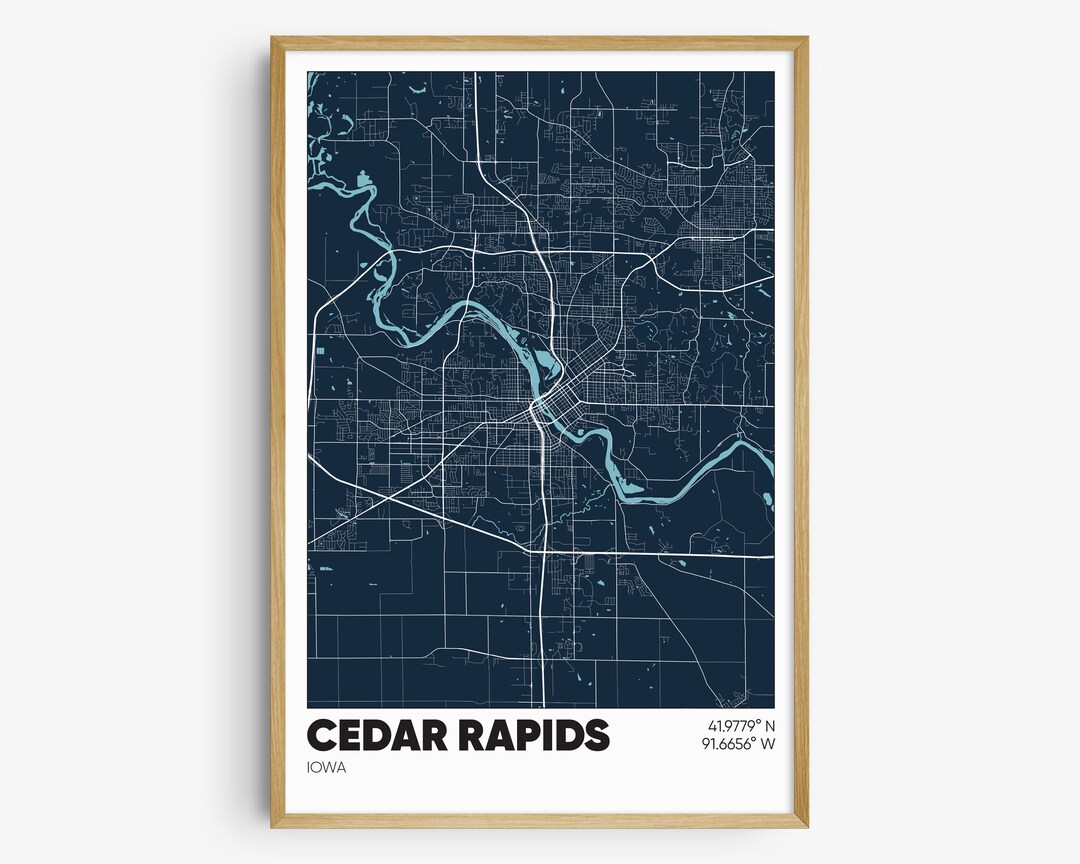 Cedar Rapids Iowa Map Print, Iowa Wall Art, Cedar Rapids IA Poster - Etsy