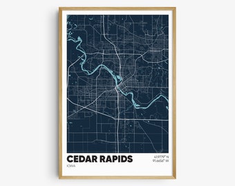 Cedar Rapids Map, Cedar Rapids Art, Cedar Rapids Print, Cedar Rapids IA ...