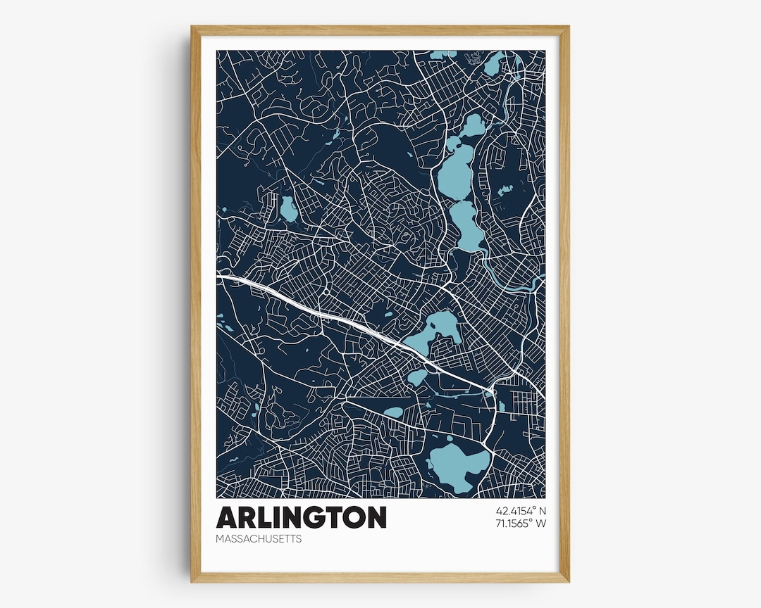 Arlington MA Map Print, Massachusetts Wall Art, Arlington MA Poster - Etsy