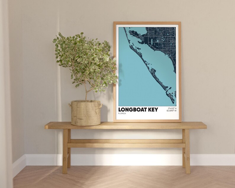 Longboat Key Map Print, Florida Wall Art, Longboat Key FL Poster - Etsy