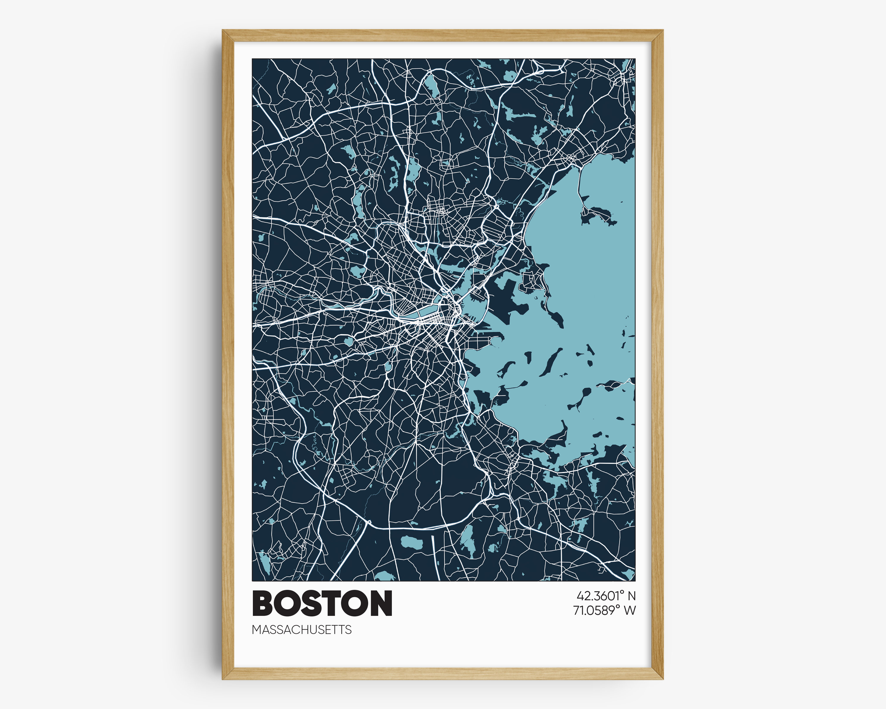 Boston Map Print City Wall Art Boston Massachusetts Poster - Etsy