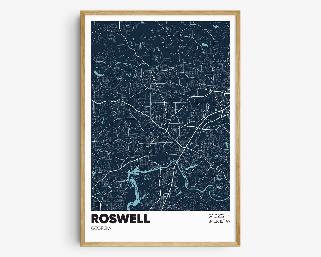 Roswell GA Map Print, Georgia Wall Art, Roswell GA Poster - Etsy