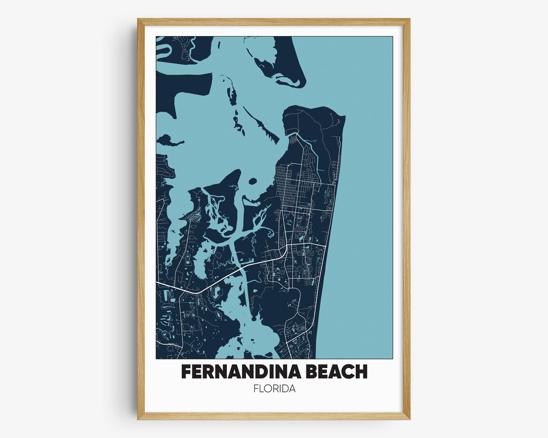 Fernandina Beach Map Print, Florida Wall Art, Fernandina Beach FL ...