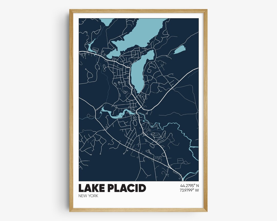 Lake Placid Map Print, New York Wall Art, Lake Placid NY Poster - Etsy