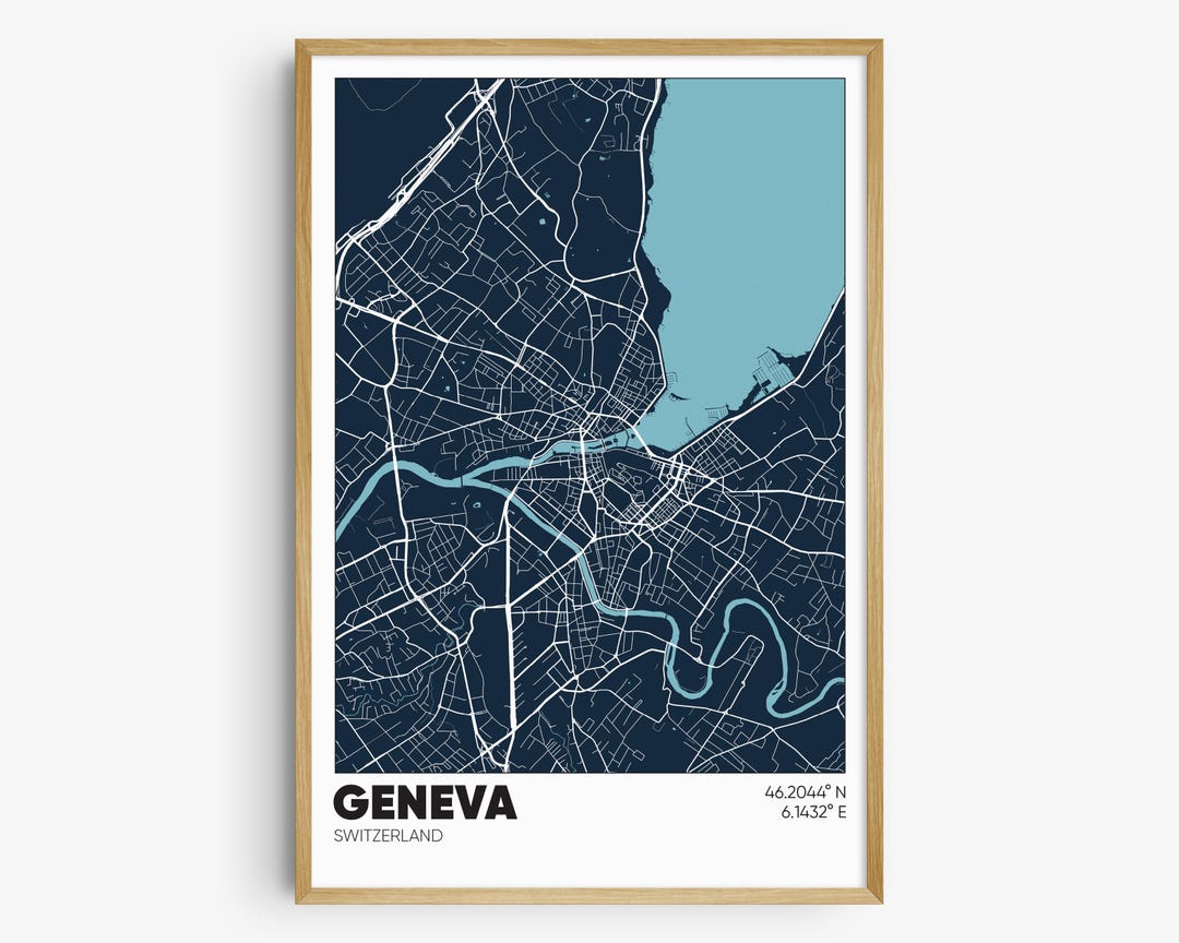 Geneva Switzerland Map Print, Switzerland Wall Art, Geneva Switzerland ...