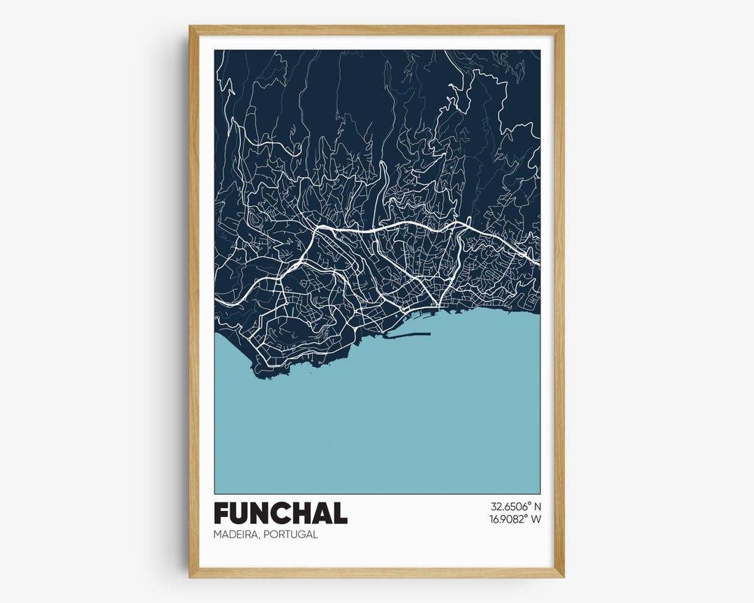 Funchal Map Print, Portugal Wall Art, Funchal Madeira Poster - Etsy