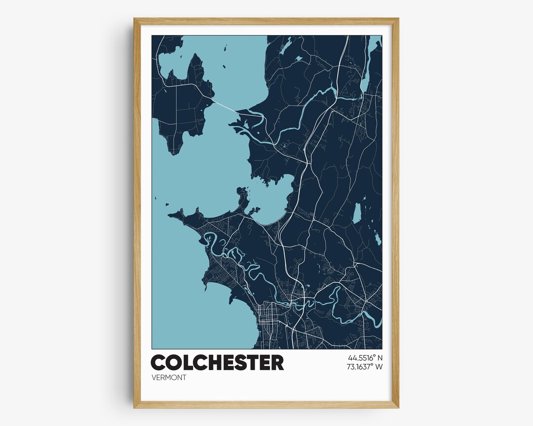 Colchester VT Map Print, Vermont Wall Art, Colchester Vermont Poster - Etsy