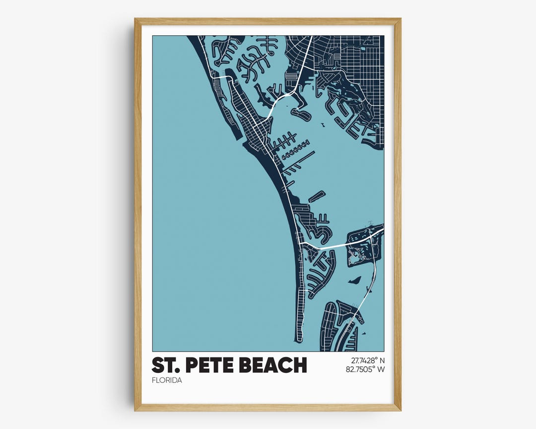 St. Pete Beach Map Print, Florida Wall Art, St. Pete Beach FL Poster - Etsy
