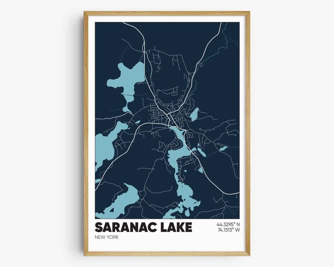 Saranac Lake Map Print, New York Wall Art, Saranac Lake NY Poster - Etsy