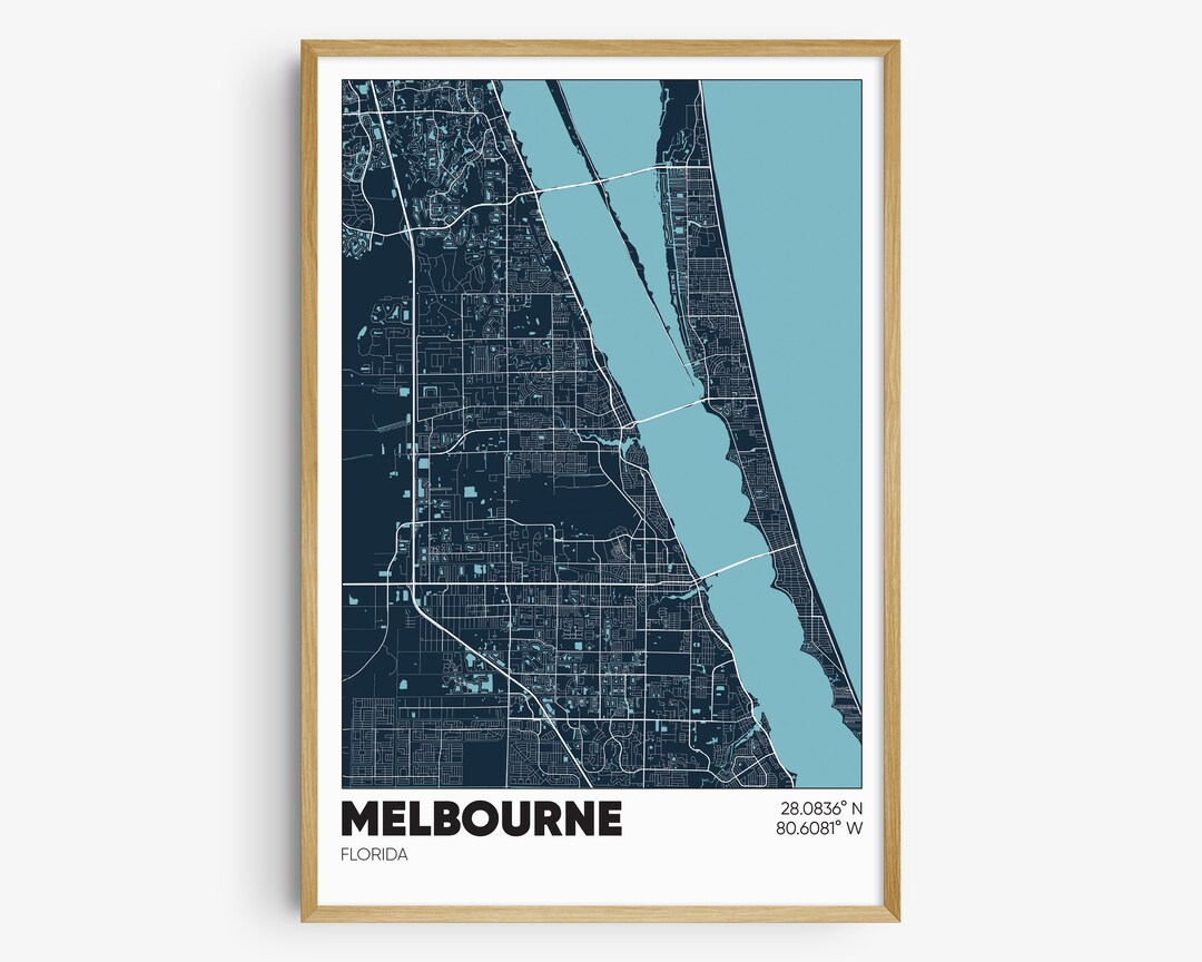 Melbourne FL Map Print, Florida Wall Art, Melbourne Florida Poster - Etsy