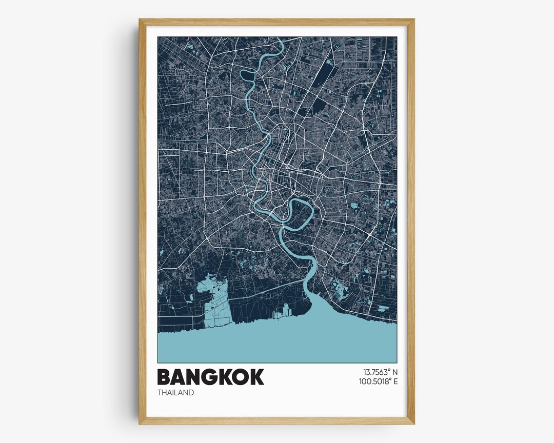 Bangkok Map Print, Thailand Wall Art, Bangkok Thailand Poster - Etsy