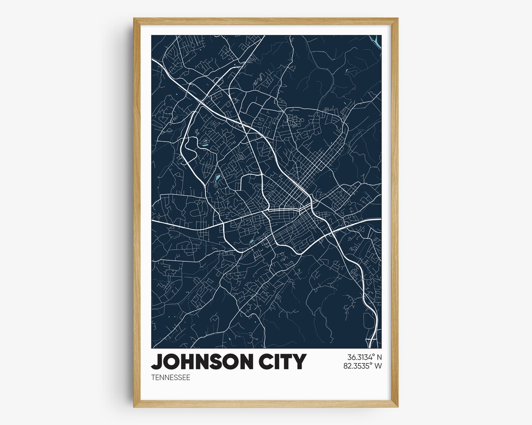 Johnson City Map Print, Tennessee Wall Art, Johnson City TN Poster - Etsy