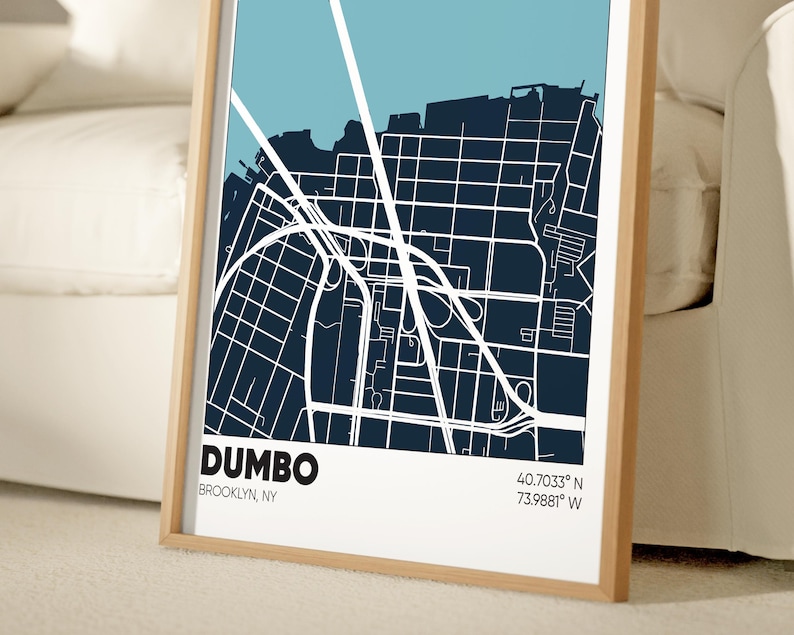 Dumbo Brooklyn Map Print, New York City Wall Art, NYC Neighborhood ...