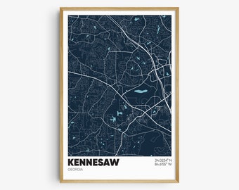 Kennesaw Map Print, Kennesaw Map Poster Wall Art, Ga City Map, Georgia ...