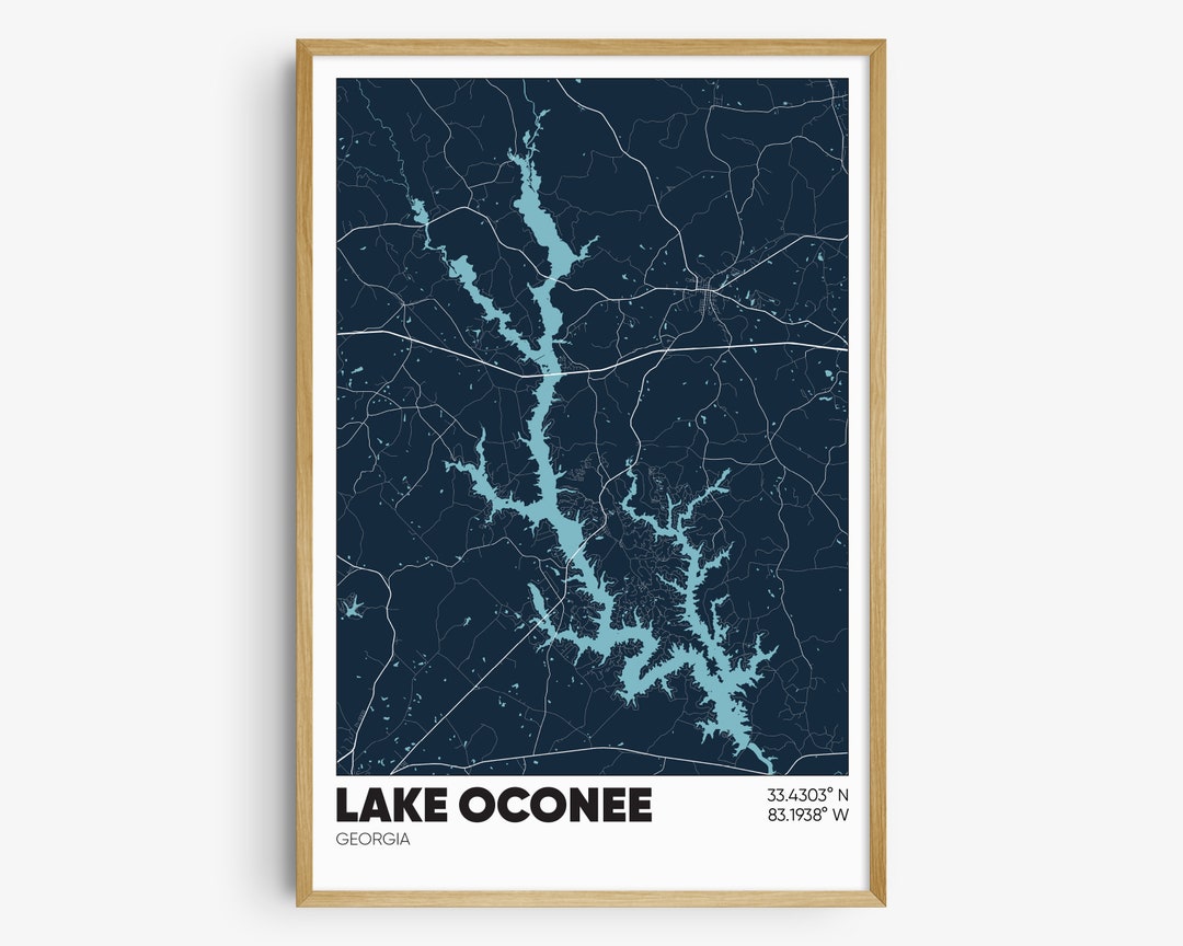 Lake Oconee Map Print, Georgia Wall Art, Lake Oconee GA Poster - Etsy