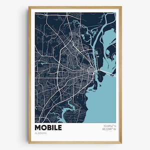 Mobile Map Print, Alabama Wall Art, Mobile AL Poster - Etsy