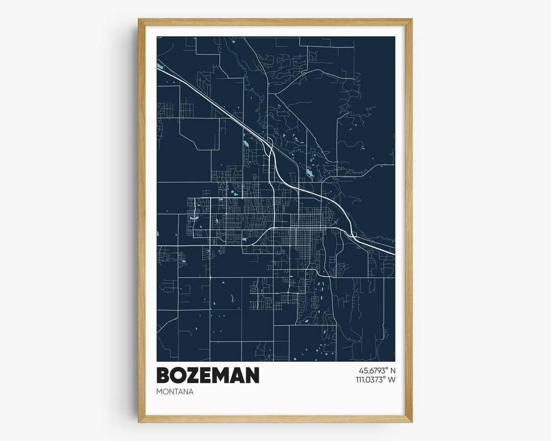 Bozeman Map Print, Montana Wall Art, Bozeman MT Poster - Etsy