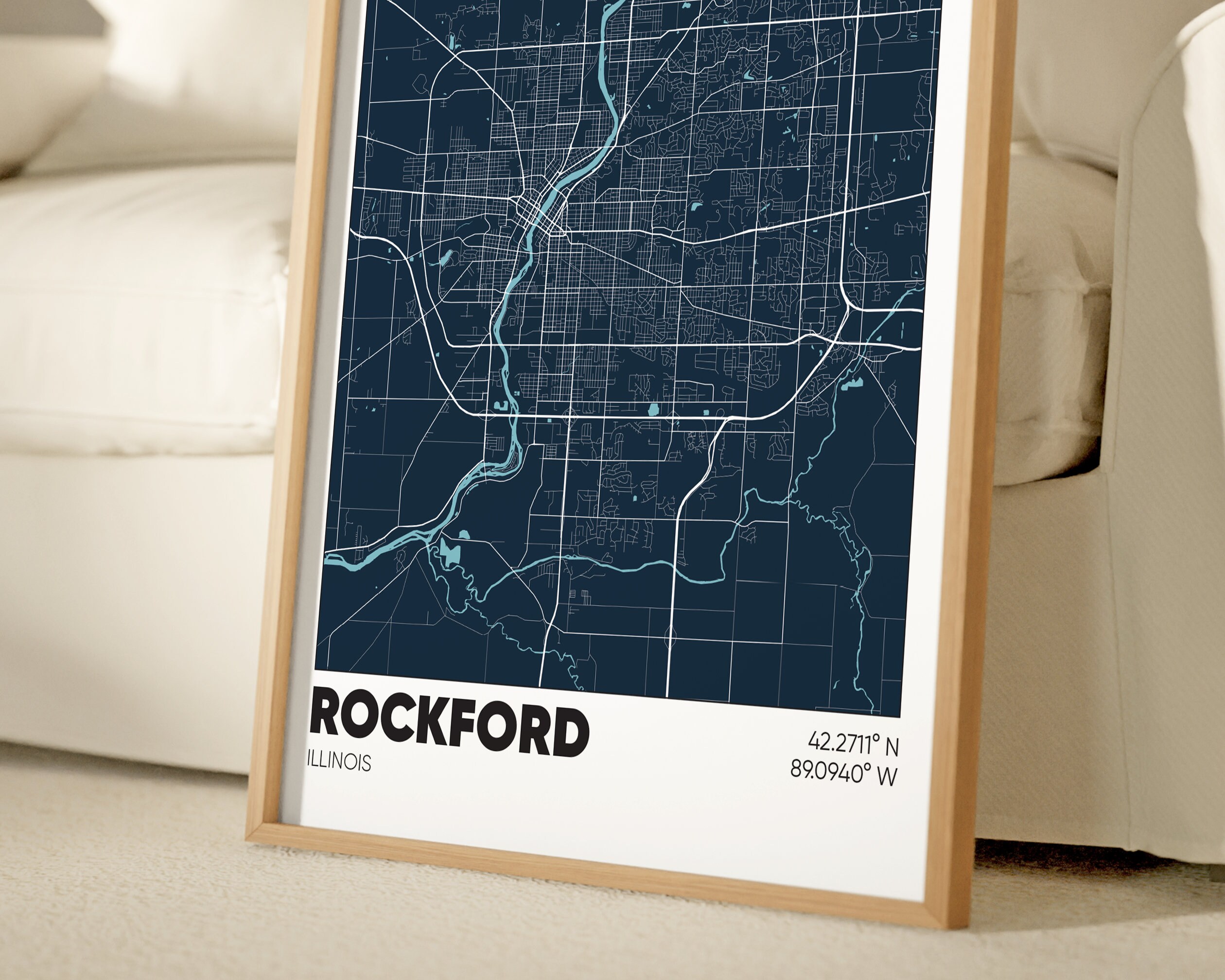Rockford IL Map Print, Illinois Wall Art, Rockford IL Poster - Etsy