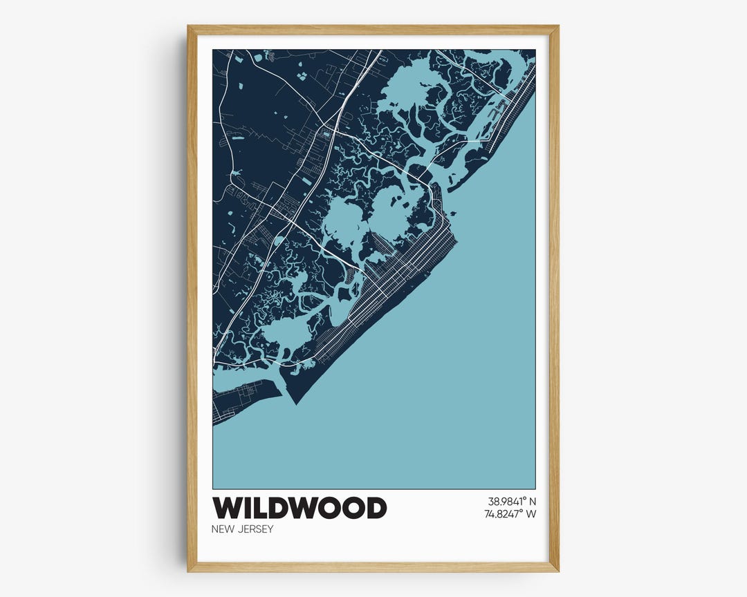 Wildwood Map Print, New Jersey Wall Art, Wildwood NJ Poster - Etsy