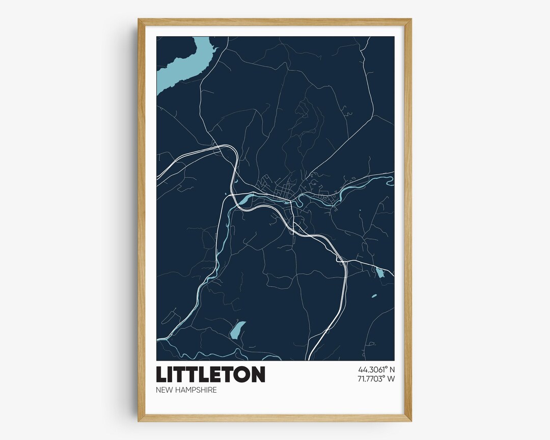 Littleton NH Map Print, New Hampshire Wall Art, Littleton New Hampshire ...