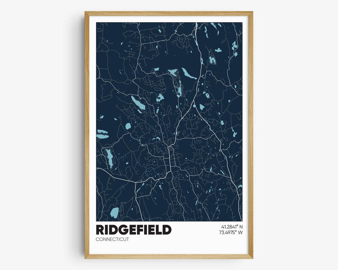 Ridgefield CT Map Print, Connecticut Wall Art, Ridgefield Connecticut ...