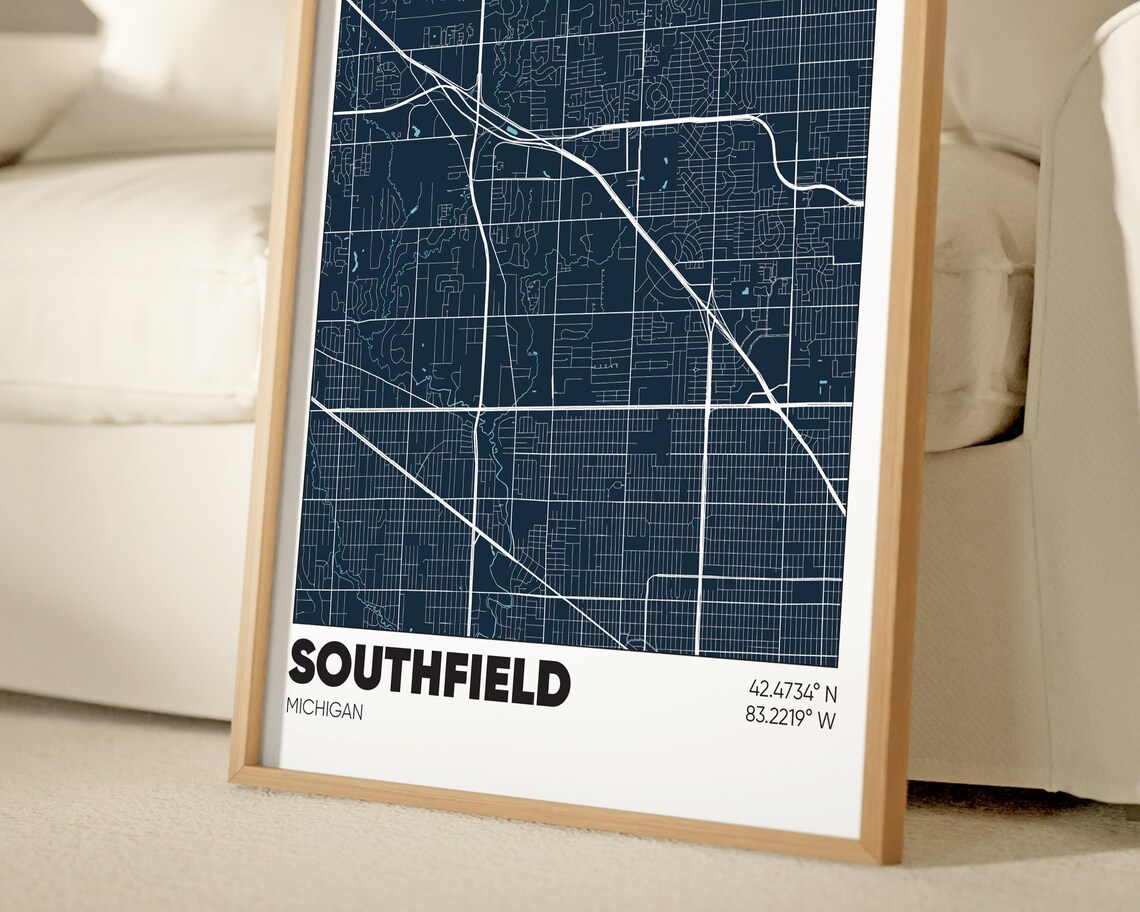 Southfield Map Print, Michigan Wall Art, Southfield MI Poster - Etsy