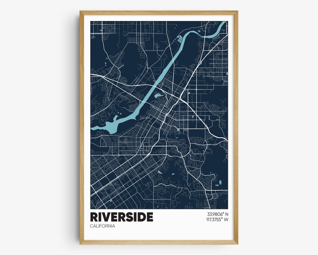 Riverside CA Map Print, California Wall Art, Riverside California ...