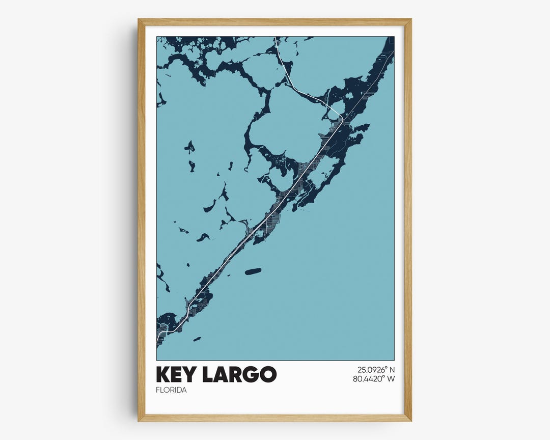 Key Largo Map Print, Florida Wall Art, Key Largo FL Poster - Etsy
