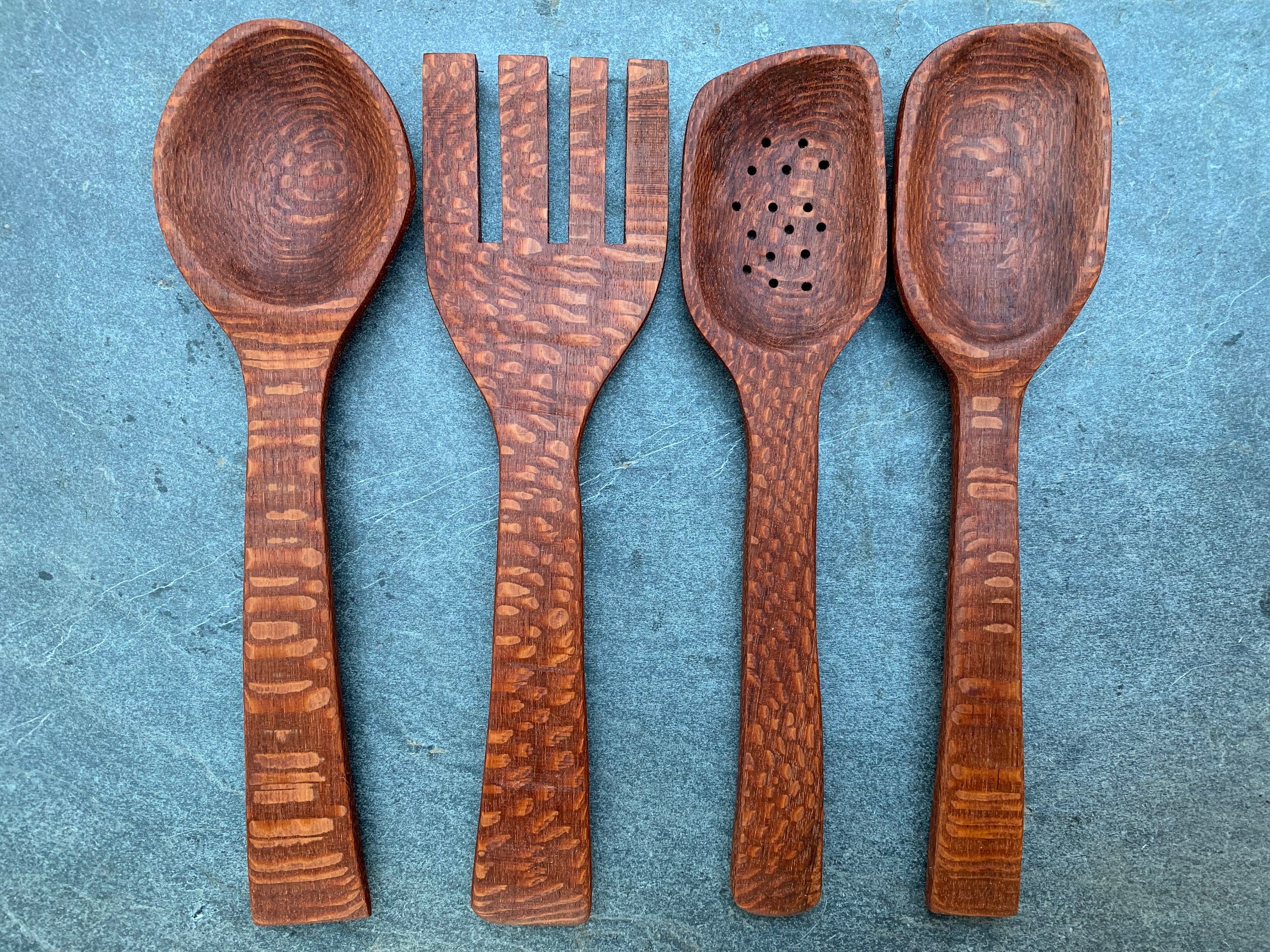 Handmade Wooden Utensil Set, Wooden Spoon and Fork Serving Set, Wooden ...