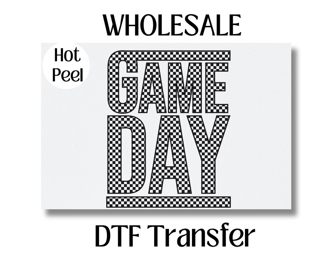 Checkered Game Day BLACK DTF Transfer, Trendy Sports Hot Peel Dtf, Dtf ...