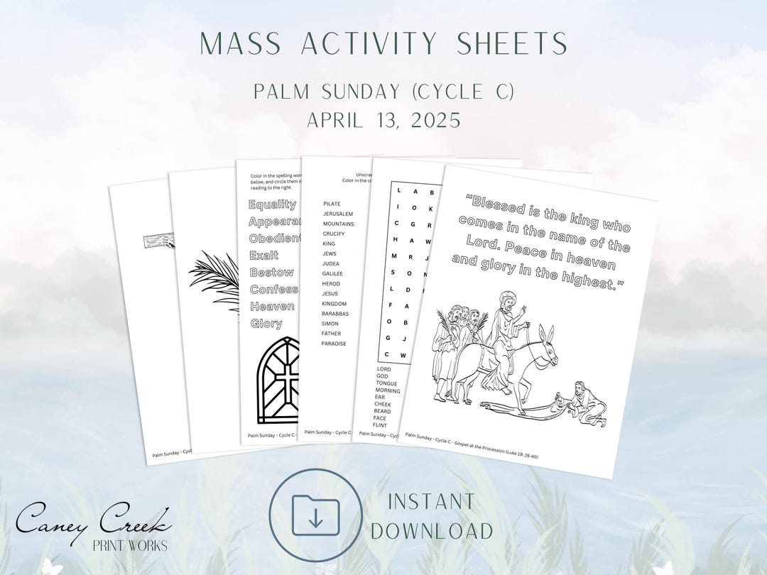 Palm Sunday Mass Activity Sheets - 6 Pages - Cycle C (printable ...