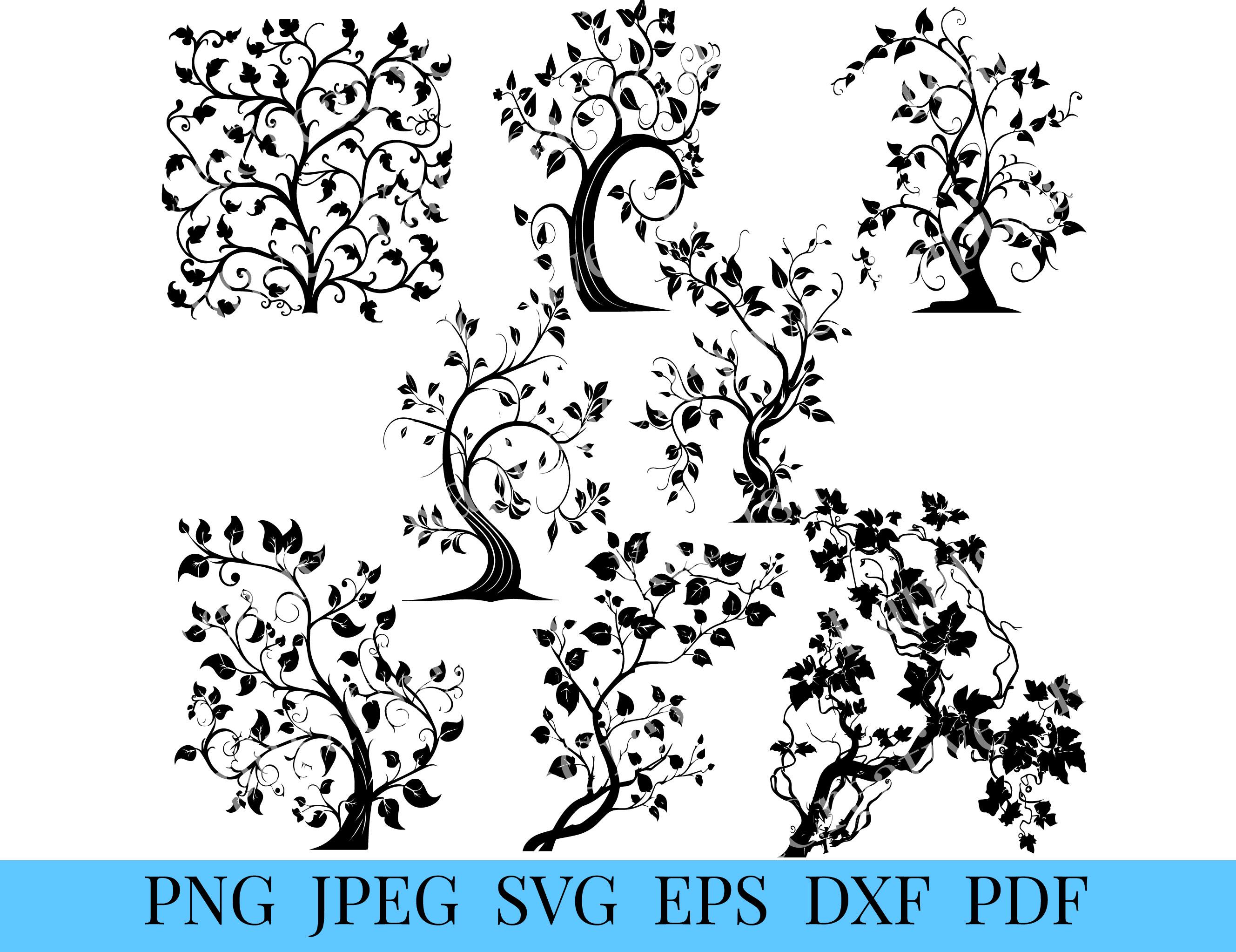 Plant SVG, Tree Vector, Cutting File, Digital Download, Svg, Pdf, Eps ...