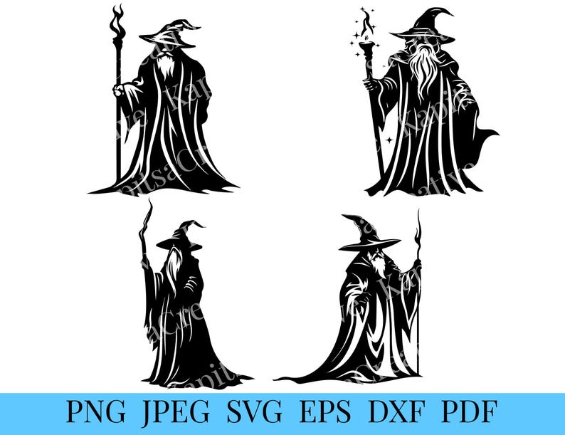 Wizard SVG , Sorcerer With Staff, Cutting File, Digital Download ...