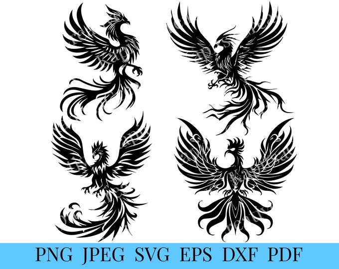 Phoenix SVG, Phoenix Vector, Silhouette, Cricut File, Clipart, Cuttable ...