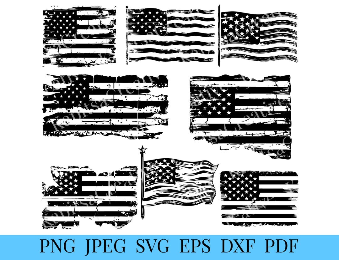 Distressed American Flag SVG, Patriotic Vector Graphics (digital ...
