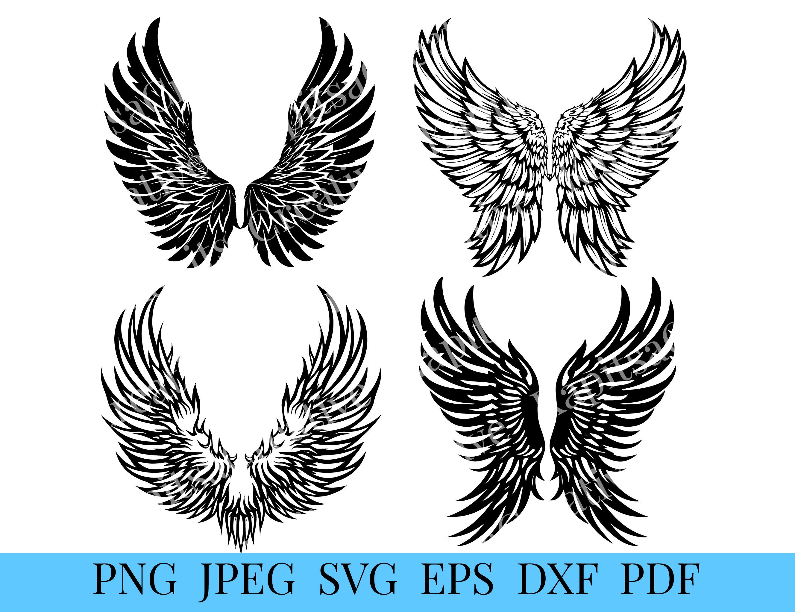 Wings SVG, Wings Vector, Cutting File, Digital Download, Svg, Pdf, Eps ...