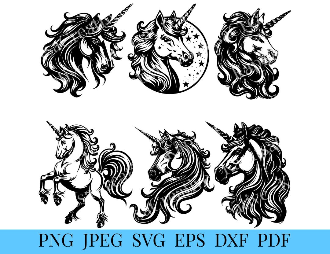Magic Unicorns SVG, Vector, Unicorn Silhouette, Pdf, Eps, Dxf, Png ...