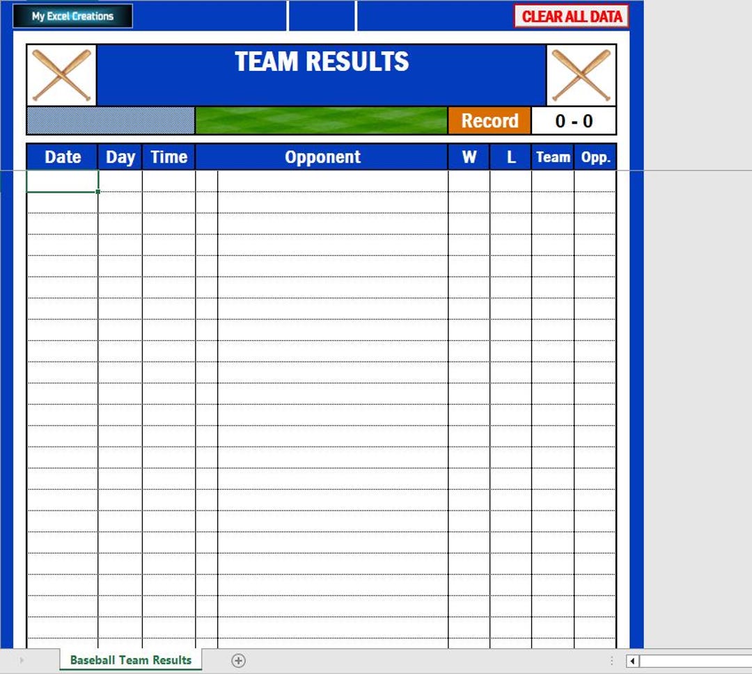 Microsoft Excel Spreadsheet - Baseball Team Results - Etsy