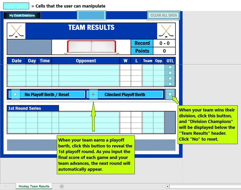 Microsoft Excel Spreadsheet - Hockey Team Results - Etsy