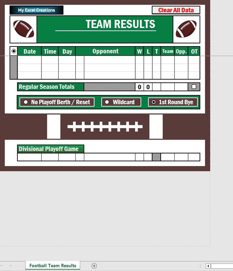Microsoft Excel Spreadsheet Football Team Results - Etsy