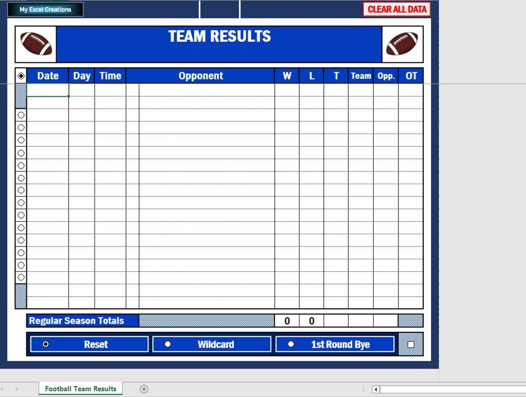 Microsoft Excel Spreadsheet - Football Team Results - Etsy