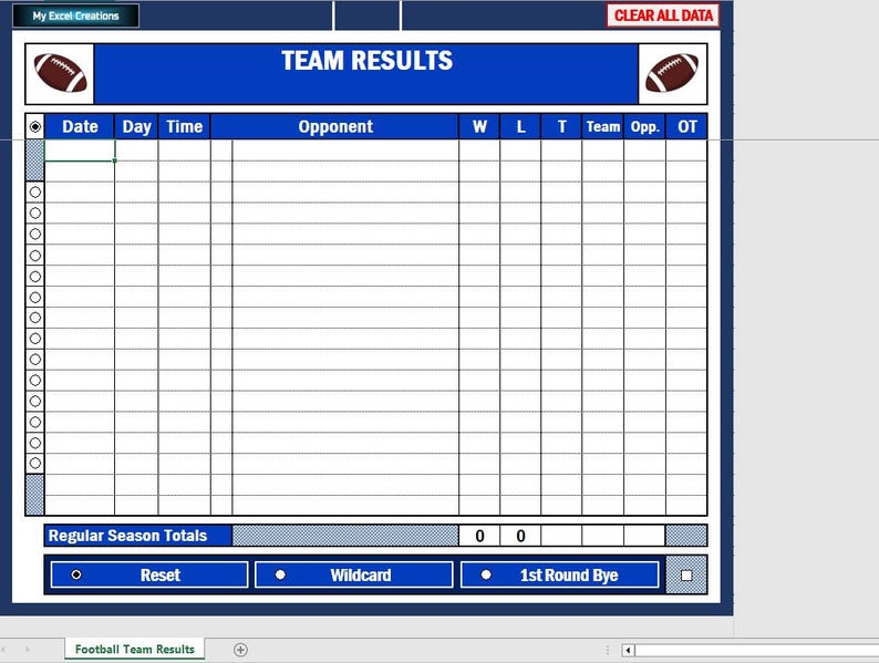 Microsoft Excel Spreadsheet - Football Team Results - Etsy