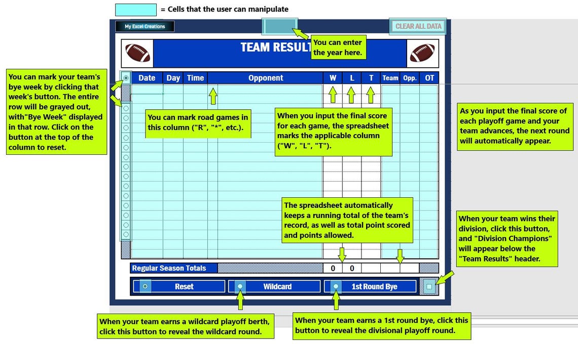 Microsoft Excel Spreadsheet - Football Team Results - Etsy