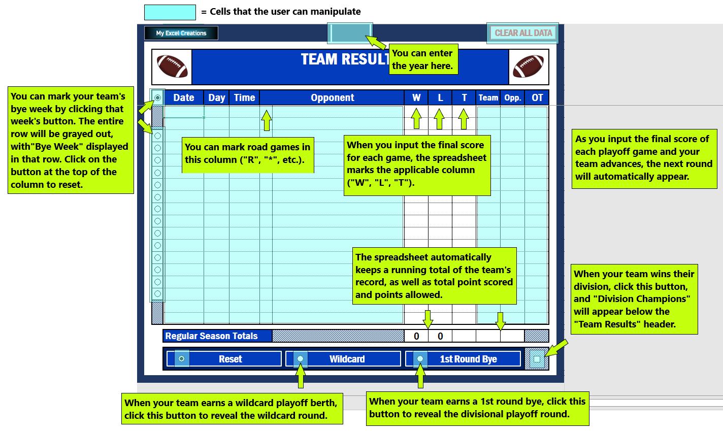 Microsoft Excel Spreadsheet - Football Team Results - Etsy