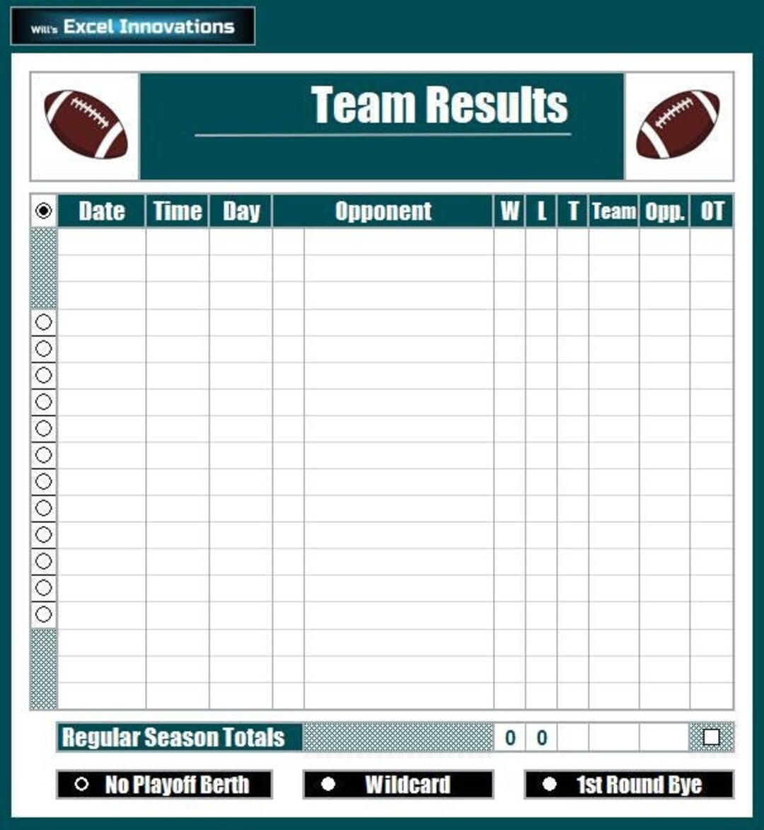 Microsoft Excel Football Team Season Results Spreadsheet 26 - Etsy