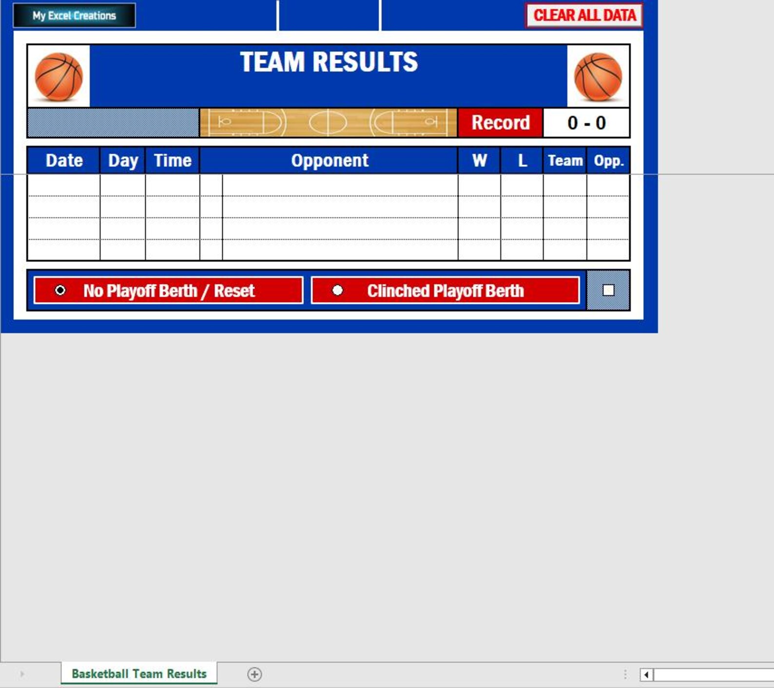 Microsoft Excel Spreadsheet - Basketball Team Results - Etsy