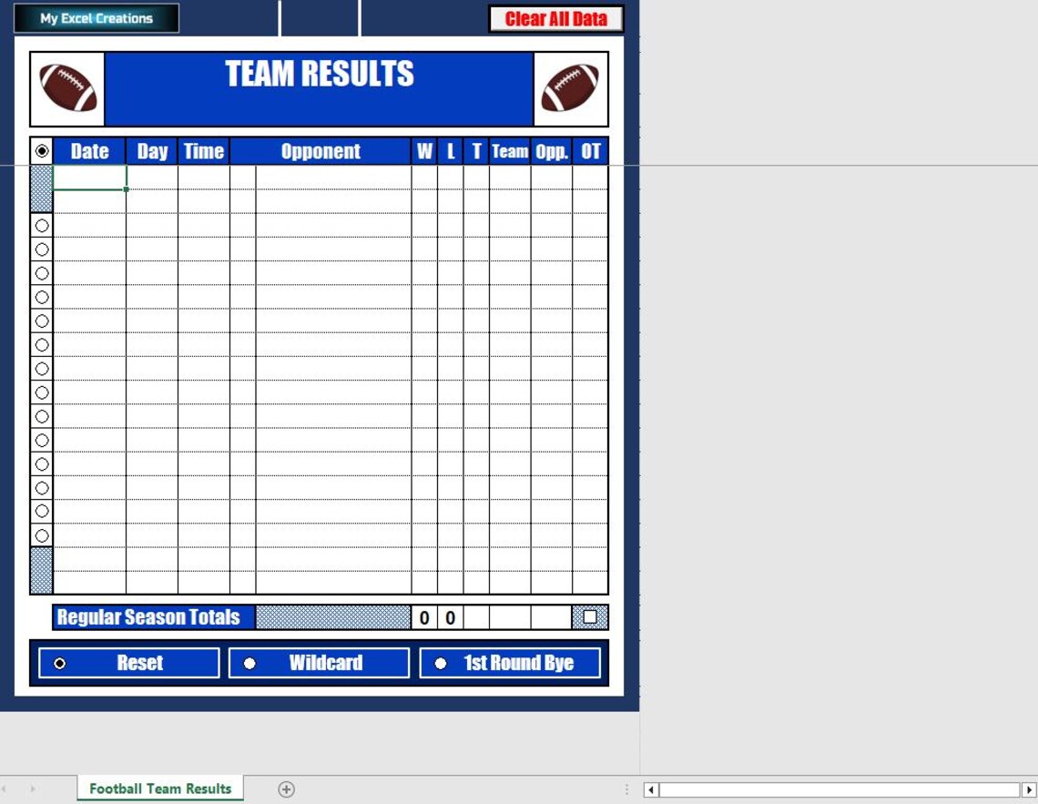Microsoft Excel Spreadsheet - Football Team Results - Etsy