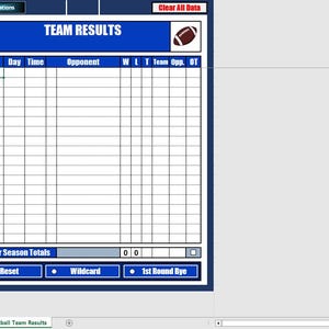 Microsoft Excel Spreadsheet - Football Team Results - Etsy